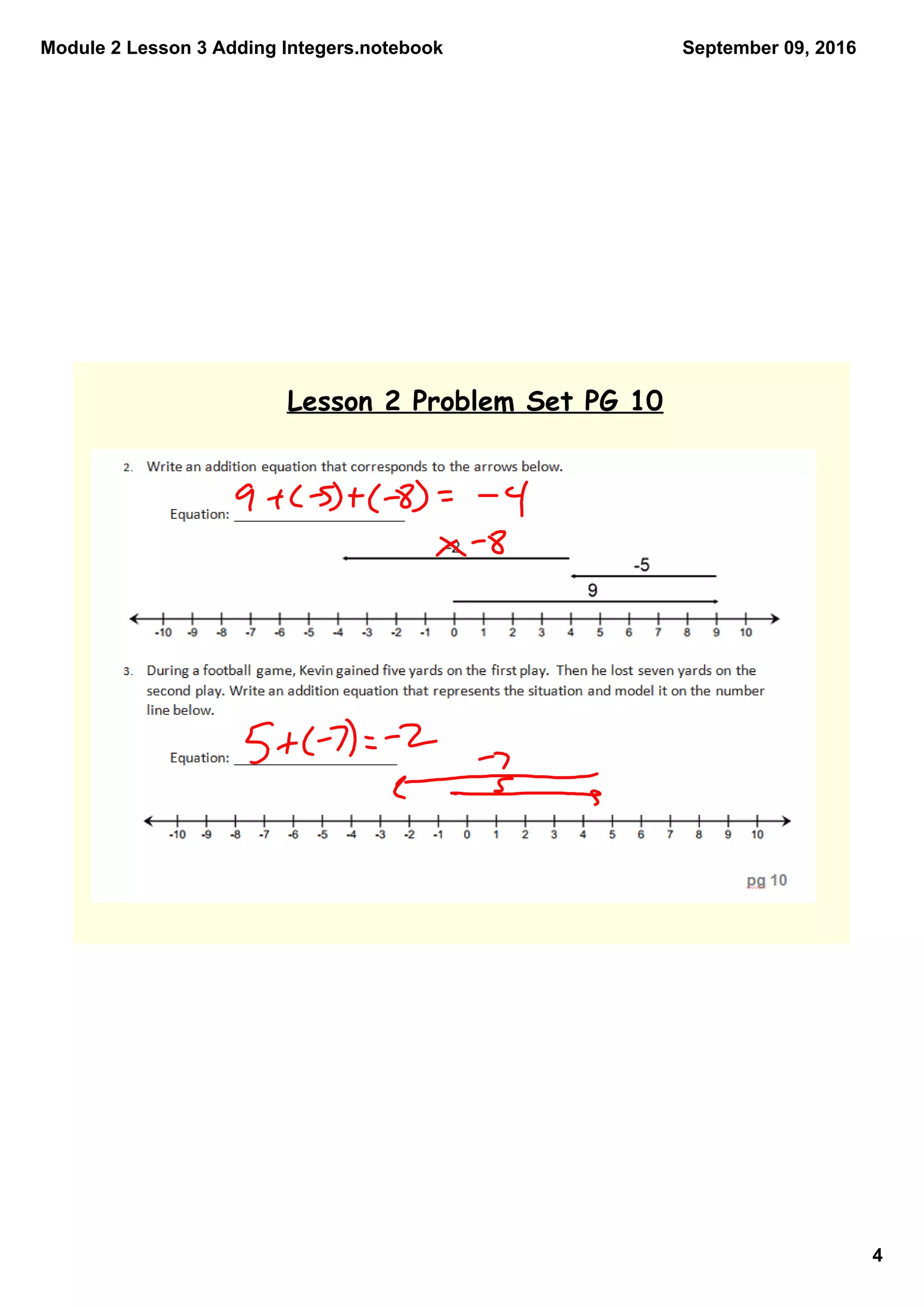 Module 2 lesson 3 adding integers | PDF
