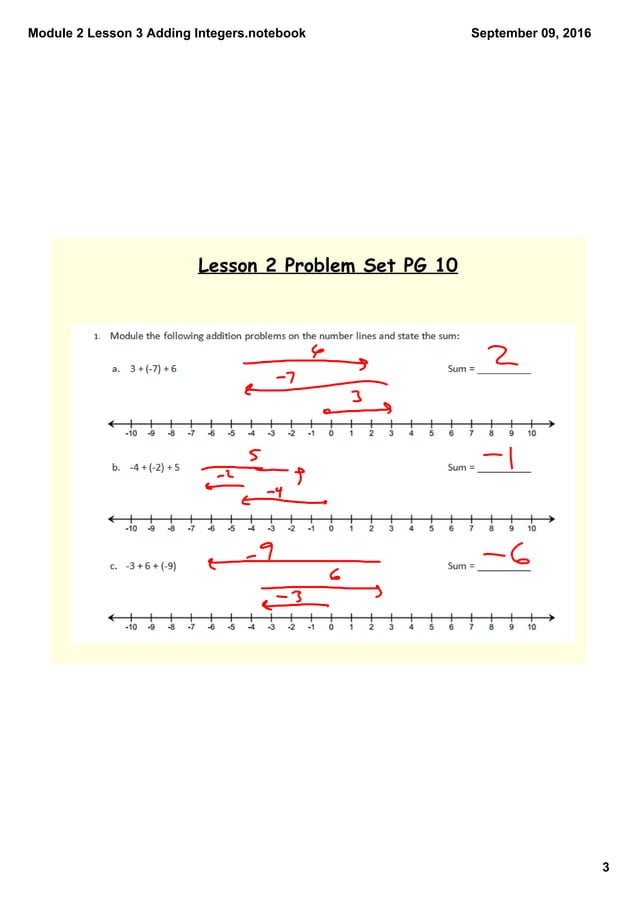 Module 2 lesson 3 adding integers | PDF