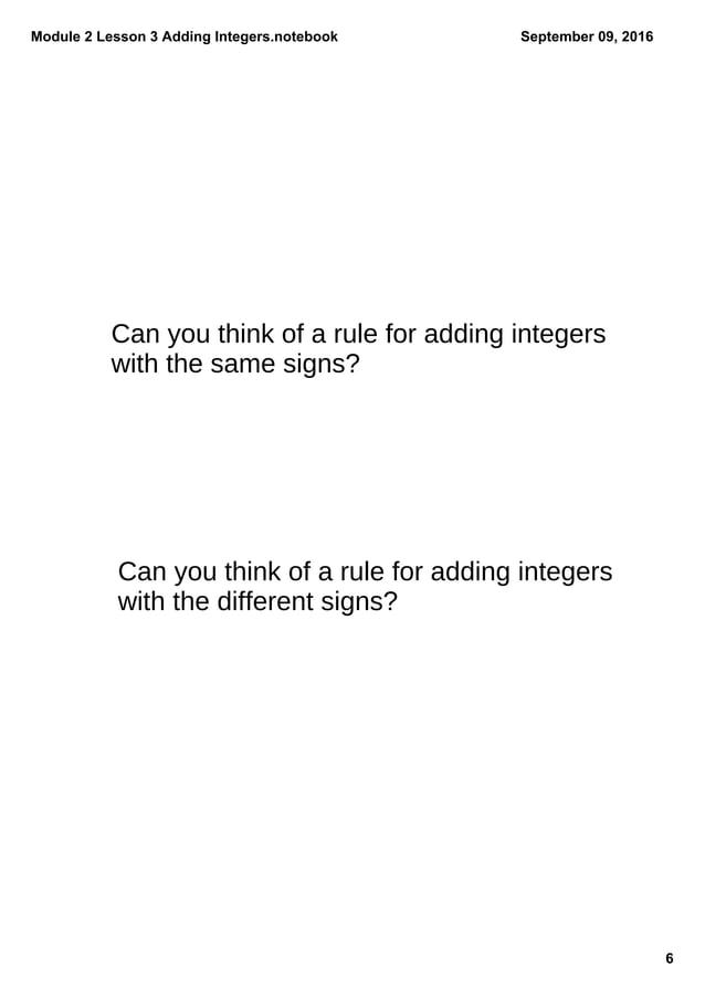 Module 2 lesson 3 adding integers | PDF