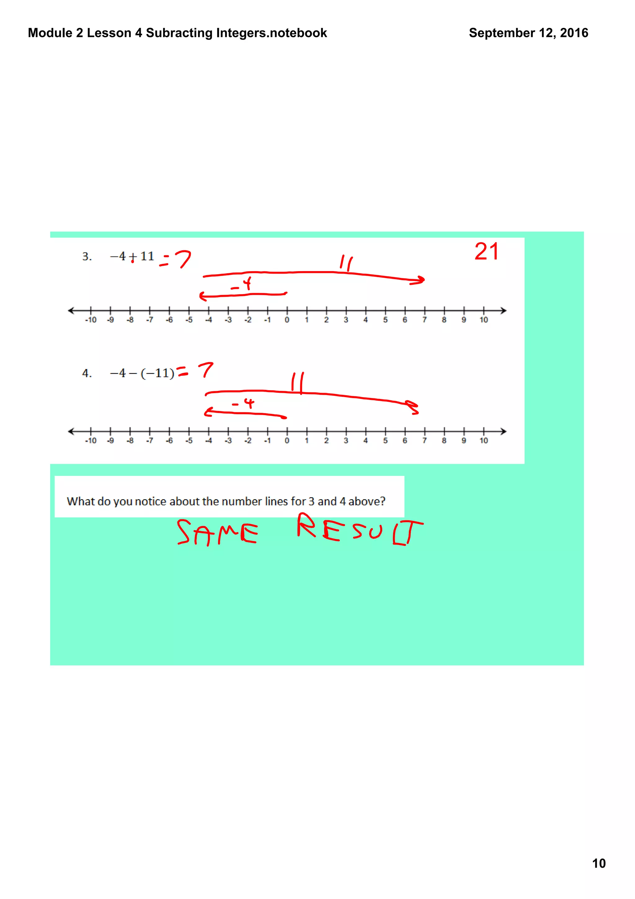 Module 2 lesson 4 subracting integers | PDF