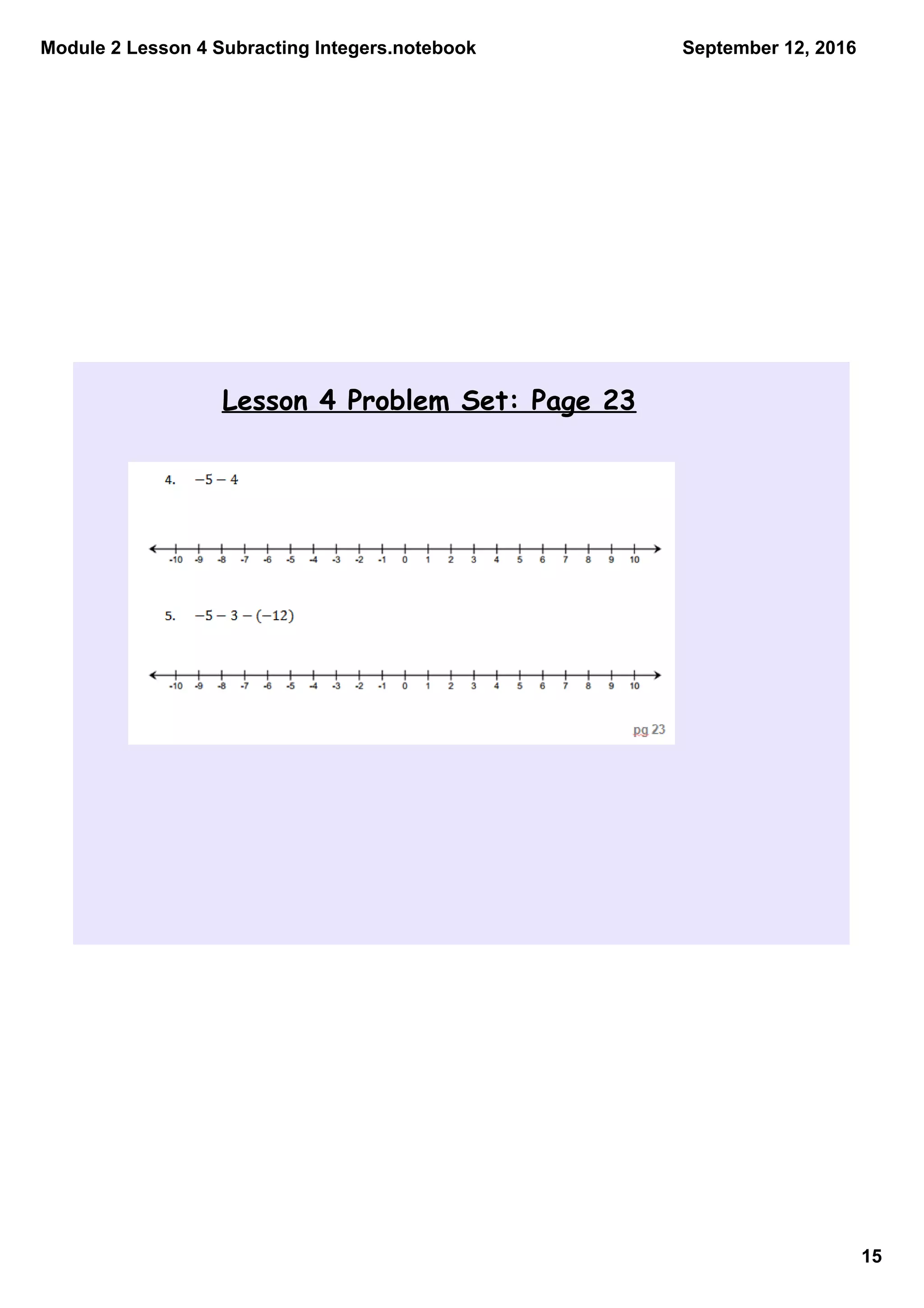 Module 2 lesson 4 subracting integers | PDF