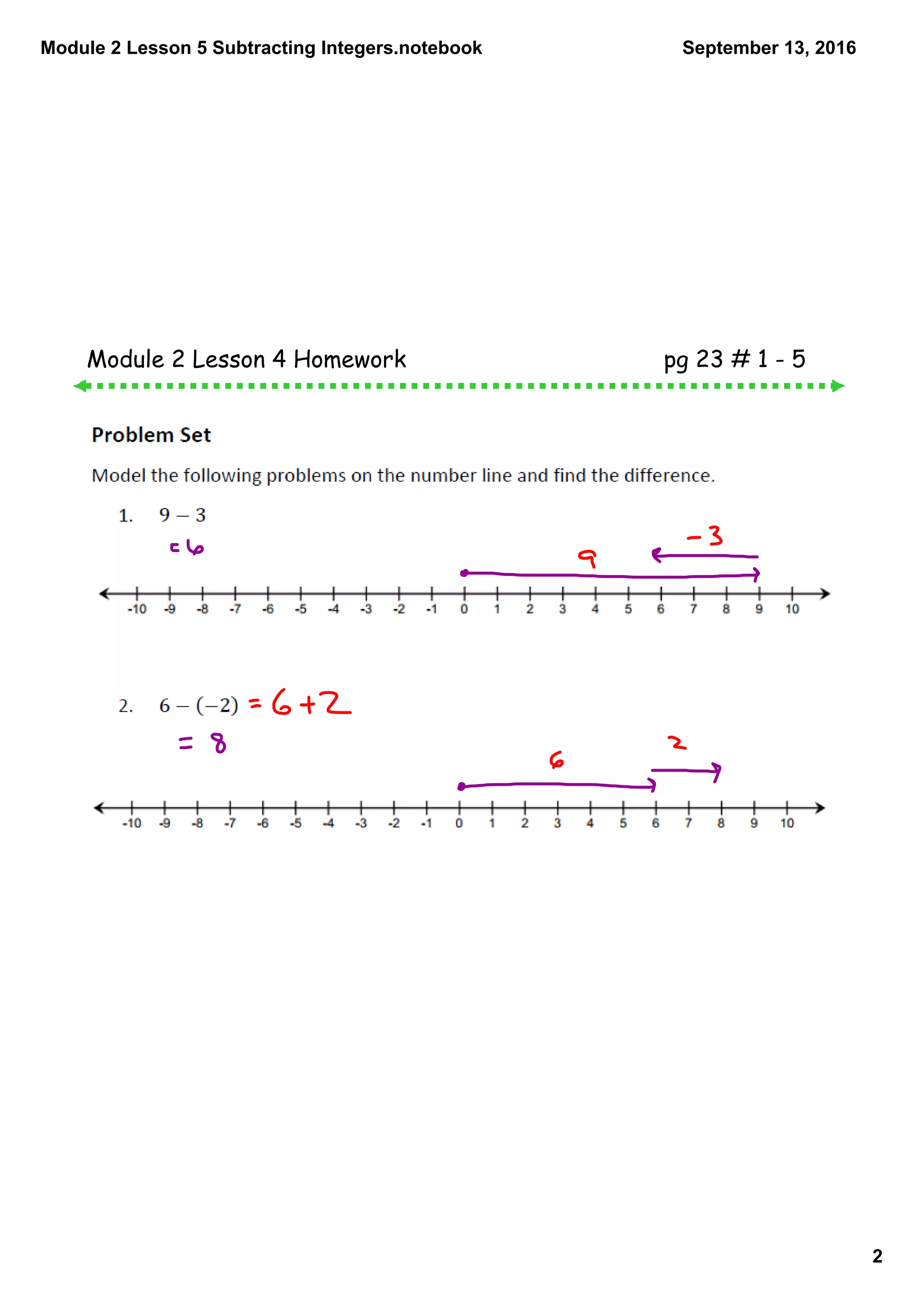 Module 2 lesson 5 subtracting integers | PDF | Physics | Science