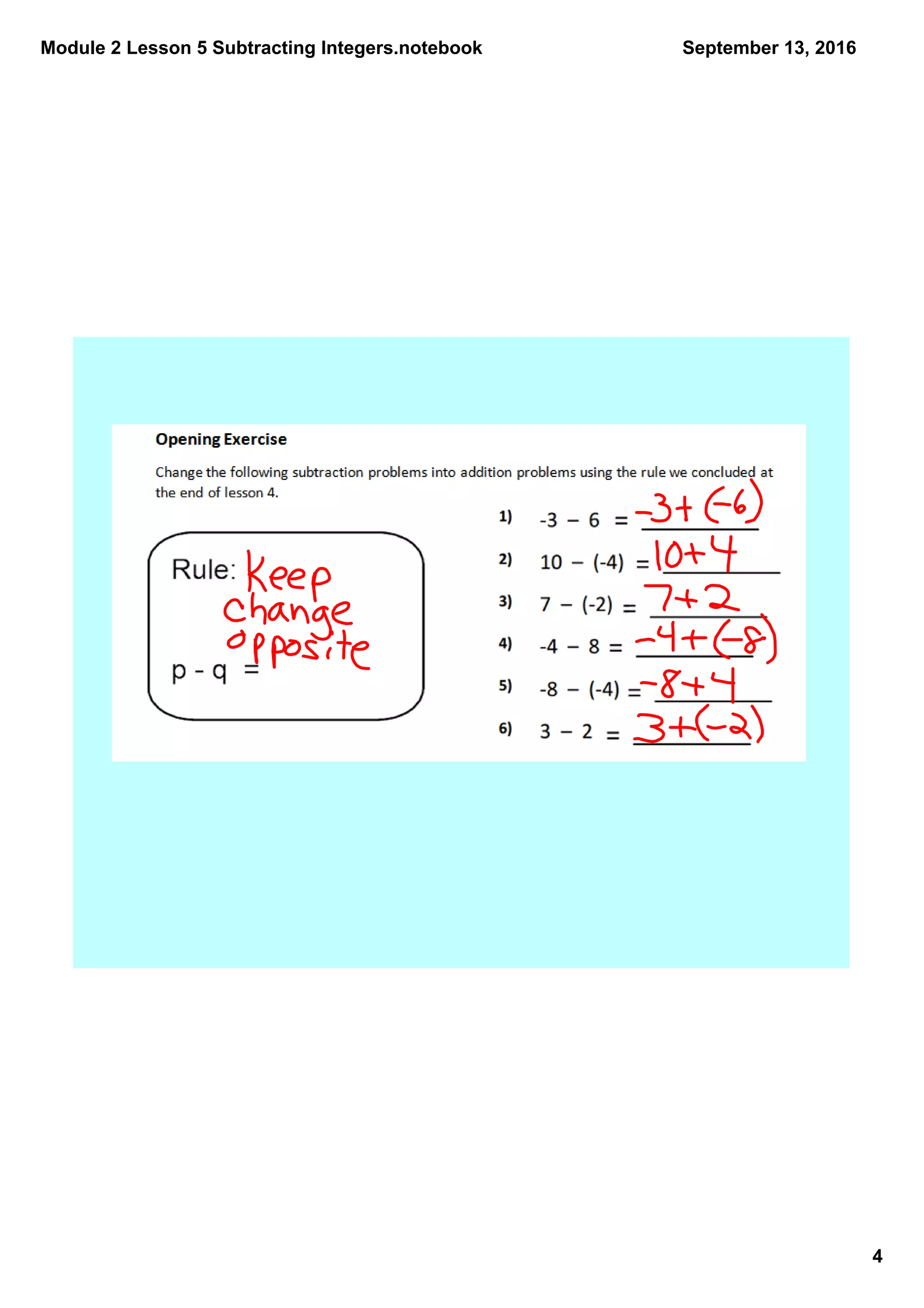 Module 2 lesson 5 subtracting integers | PDF | Physics | Science
