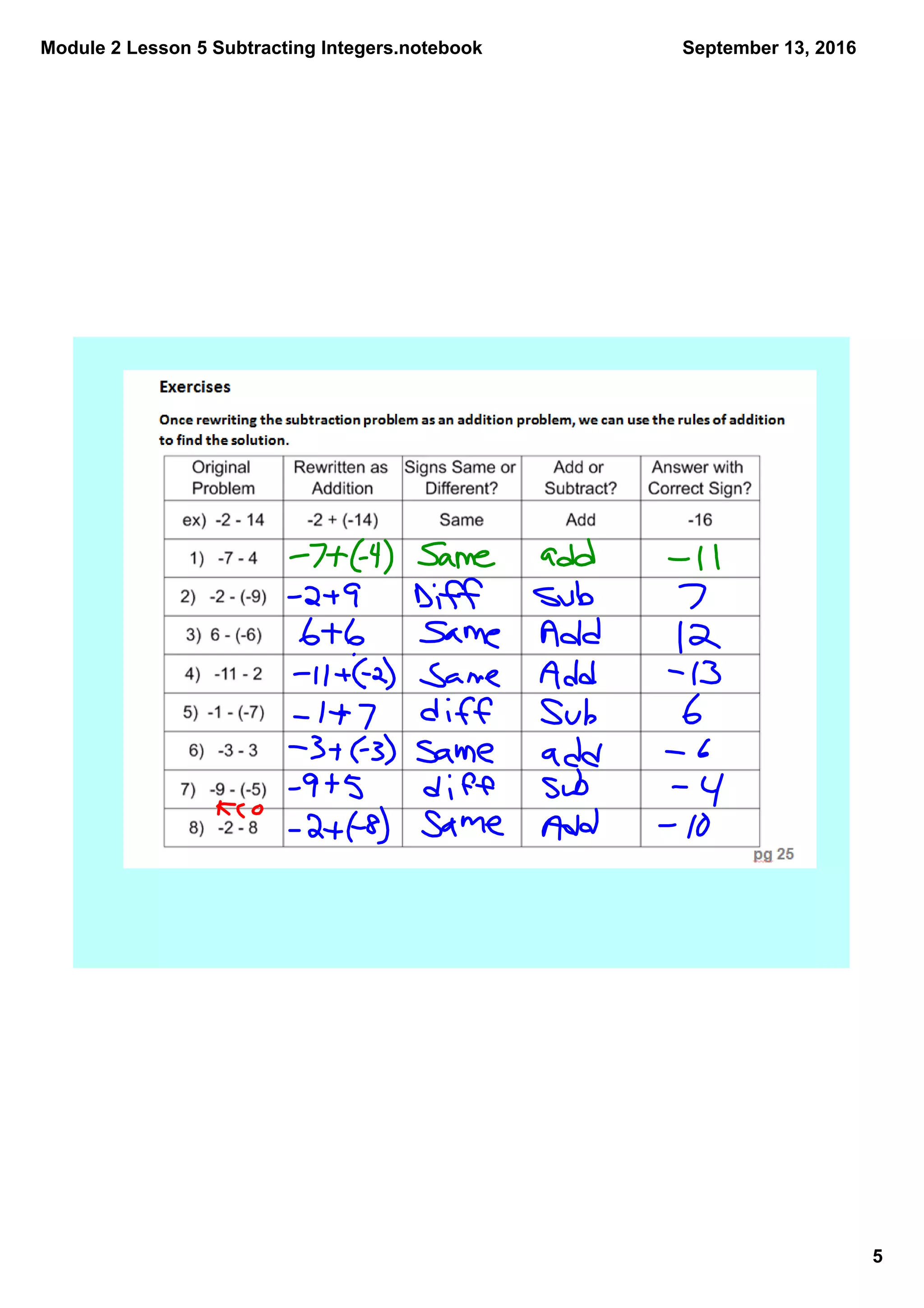 Module 2 lesson 5 subtracting integers | PDF | Physics | Science