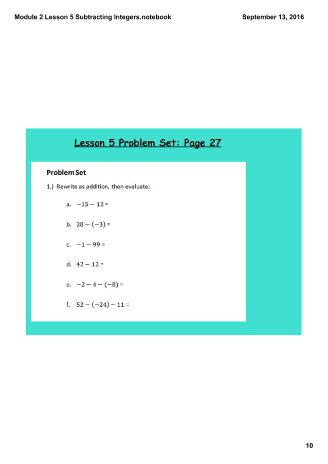 Module 2 lesson 5 subtracting integers | PDF | Physics | Science