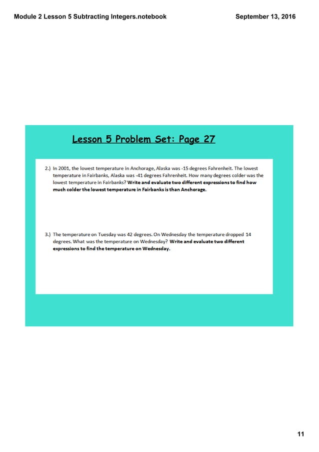 Module 2 lesson 5 subtracting integers | PDF | Physics | Science