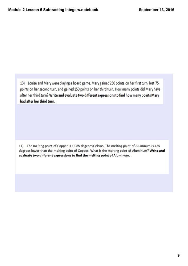 Module 2 lesson 5 subtracting integers | PDF | Physics | Science