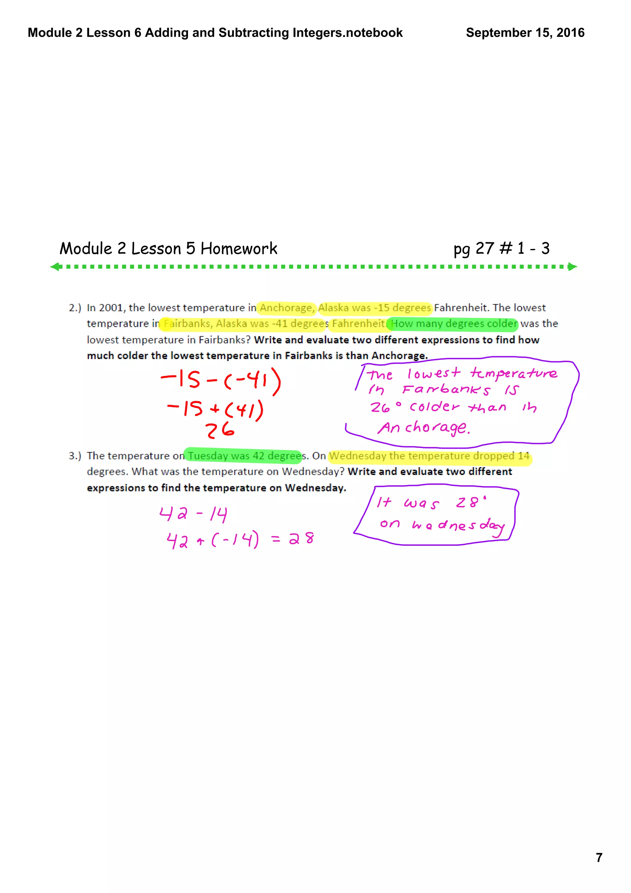 Module 2 lesson 6 adding and subtracting integers | PDF