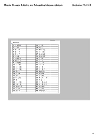 Module 2 lesson 6 adding and subtracting integers | PDF