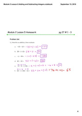Module 2 lesson 6 adding and subtracting integers | PDF