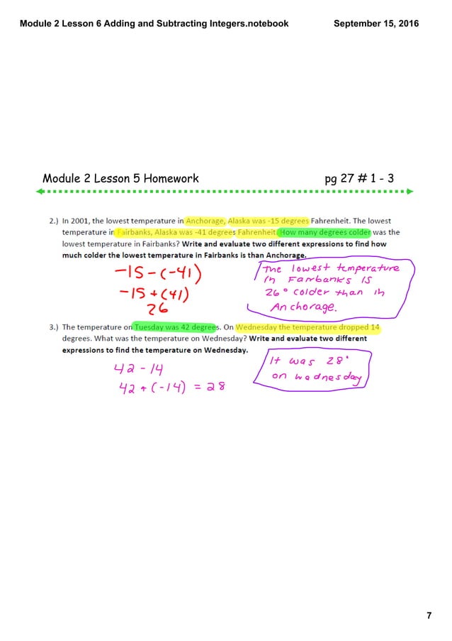 Module 2 lesson 6 adding and subtracting integers | PDF