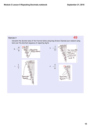 Module 2 lesson 9 repeating decimals | PDF