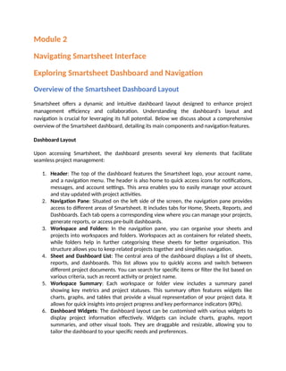 Module 2 Navigating Smartsheet Interface | PDF