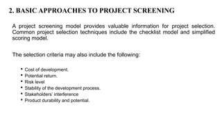 PROJECT SELECTION & FEASIBILITY ANALYSIS | PPTX
