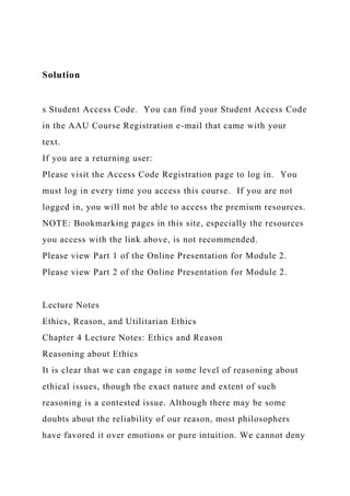 Module 2 OverviewEthics, Reason, and Utilitarian EthicsWelcome.docx