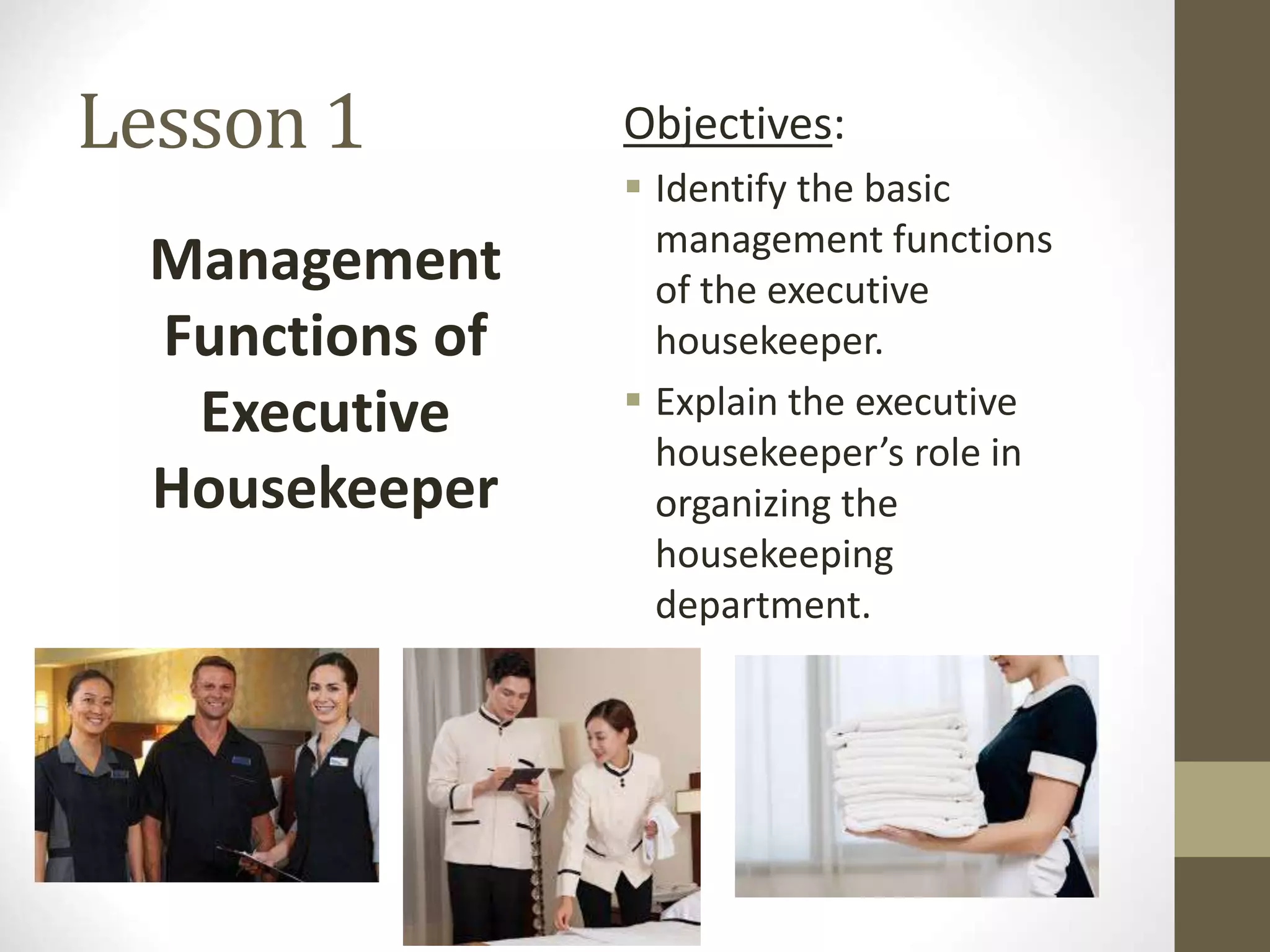 Module 2 planning and organizing the housekeeping department of hotel | PPT