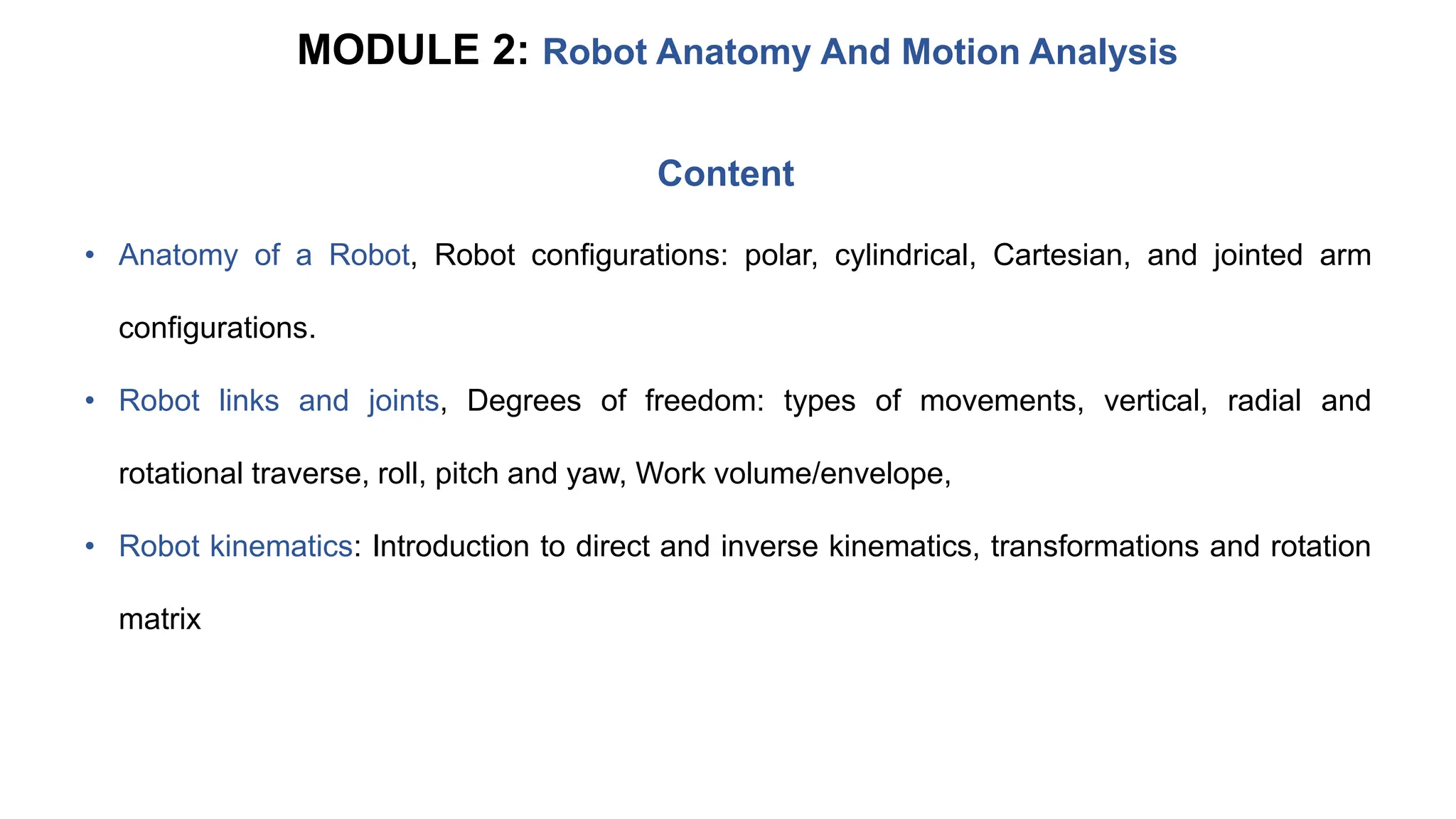 Robot Anatomy And Motion Analysis.pptx | Robotics | Technology & Computing