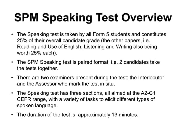 Module 2 SPM Speaking test detailed overview (1).pptx | Educational ...