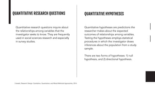 The Purpose Statement, Research Questions, and Hypothesis | PDF
