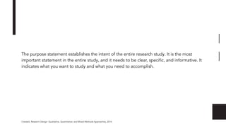 The Purpose Statement, Research Questions, and Hypothesis | PDF