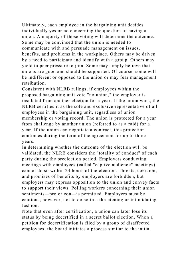 Module 2 The Unionization Process and Negotiating the Collective .docx