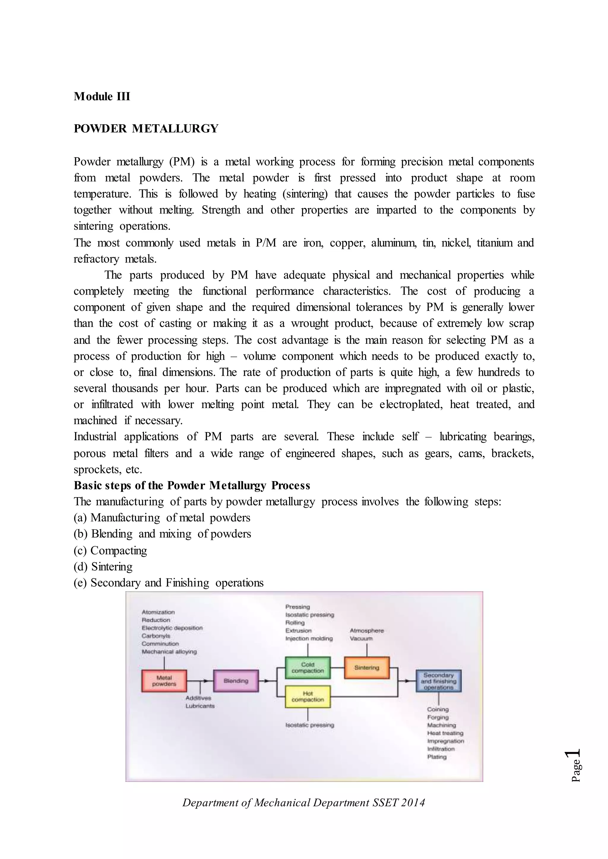 powder metallurgy and micromachining notes | DOCX
