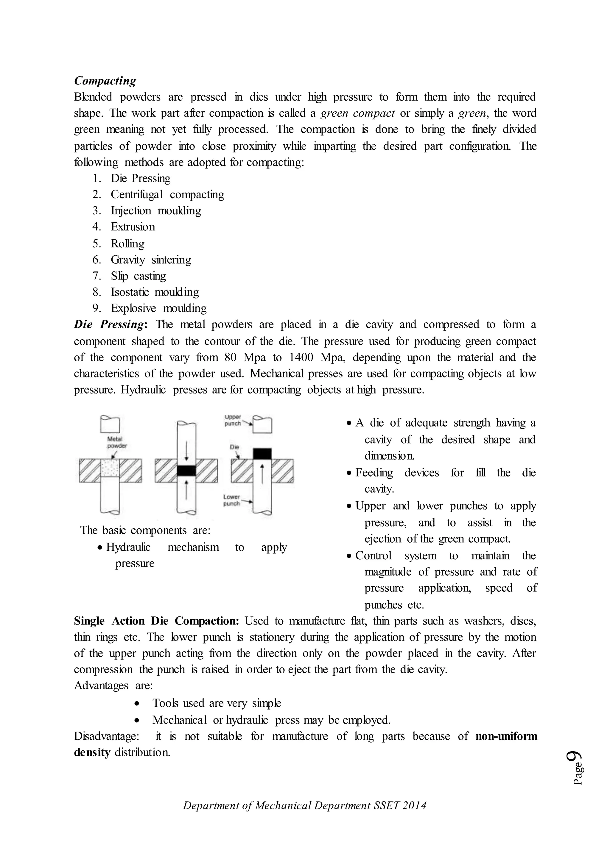 powder metallurgy and micromachining notes | DOCX