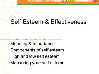 self esteem and effectiveness | PPT
