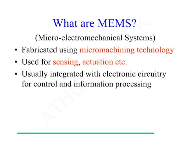 Micro Electro Mechanical Systems (MEMS) | PDF