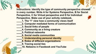 Defining Community with its Various Perspectives | PPTX