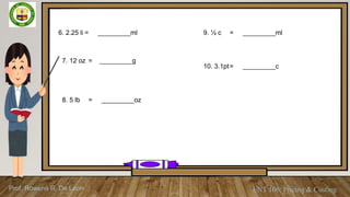 Module 3 lesson 1- unit and recipe conversion | PPTX | Physics | Science