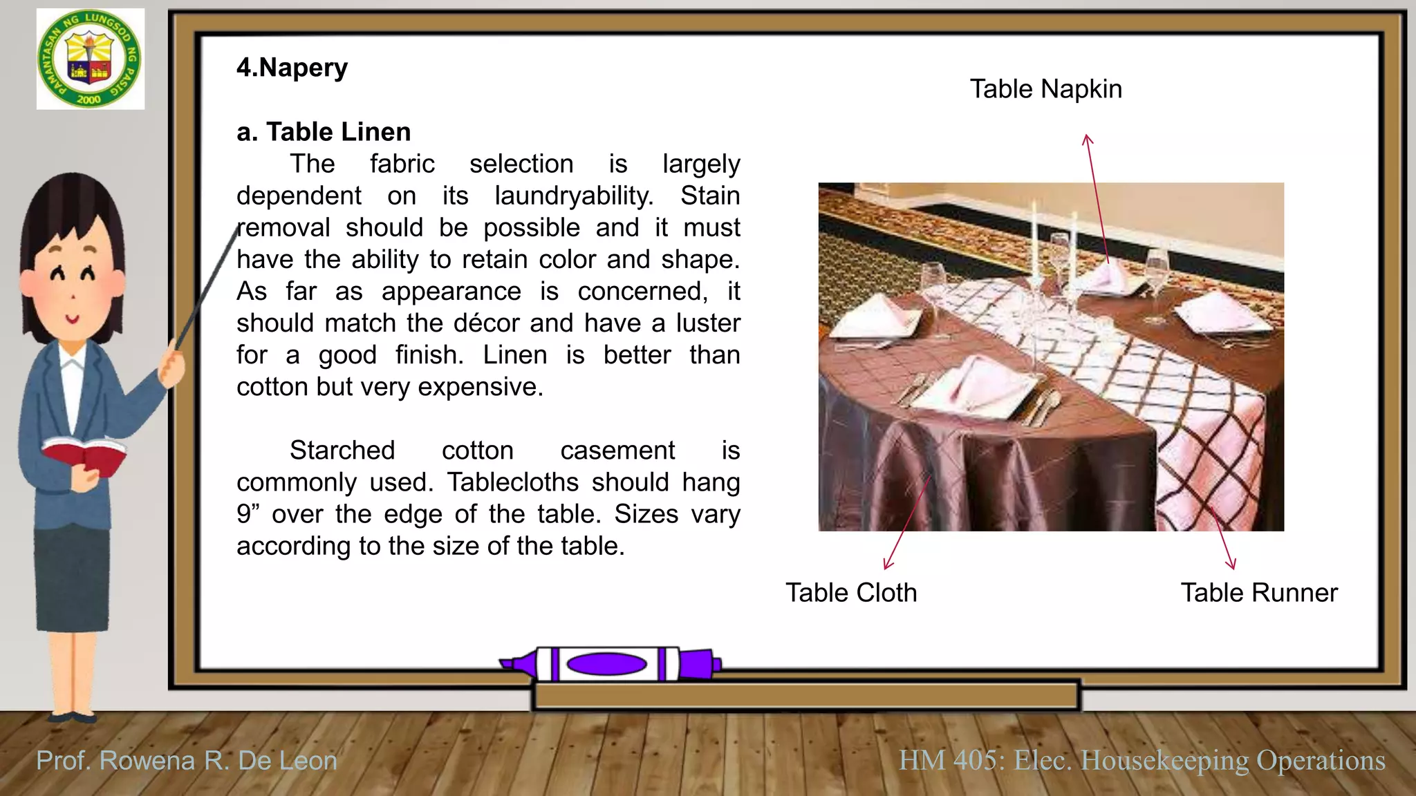 Module 3 lessons 1 & 2 linens and uniforms | PPTX