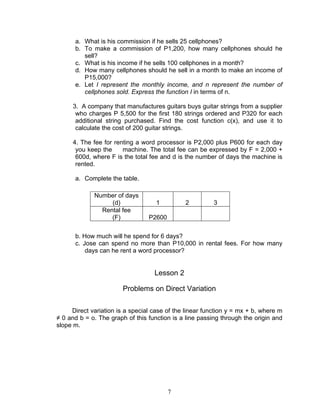 Module 3 linear functions | PDF