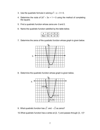 Module 3 quadratic functions | PDF