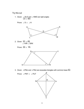 Module 3 triangle congruence | PDF