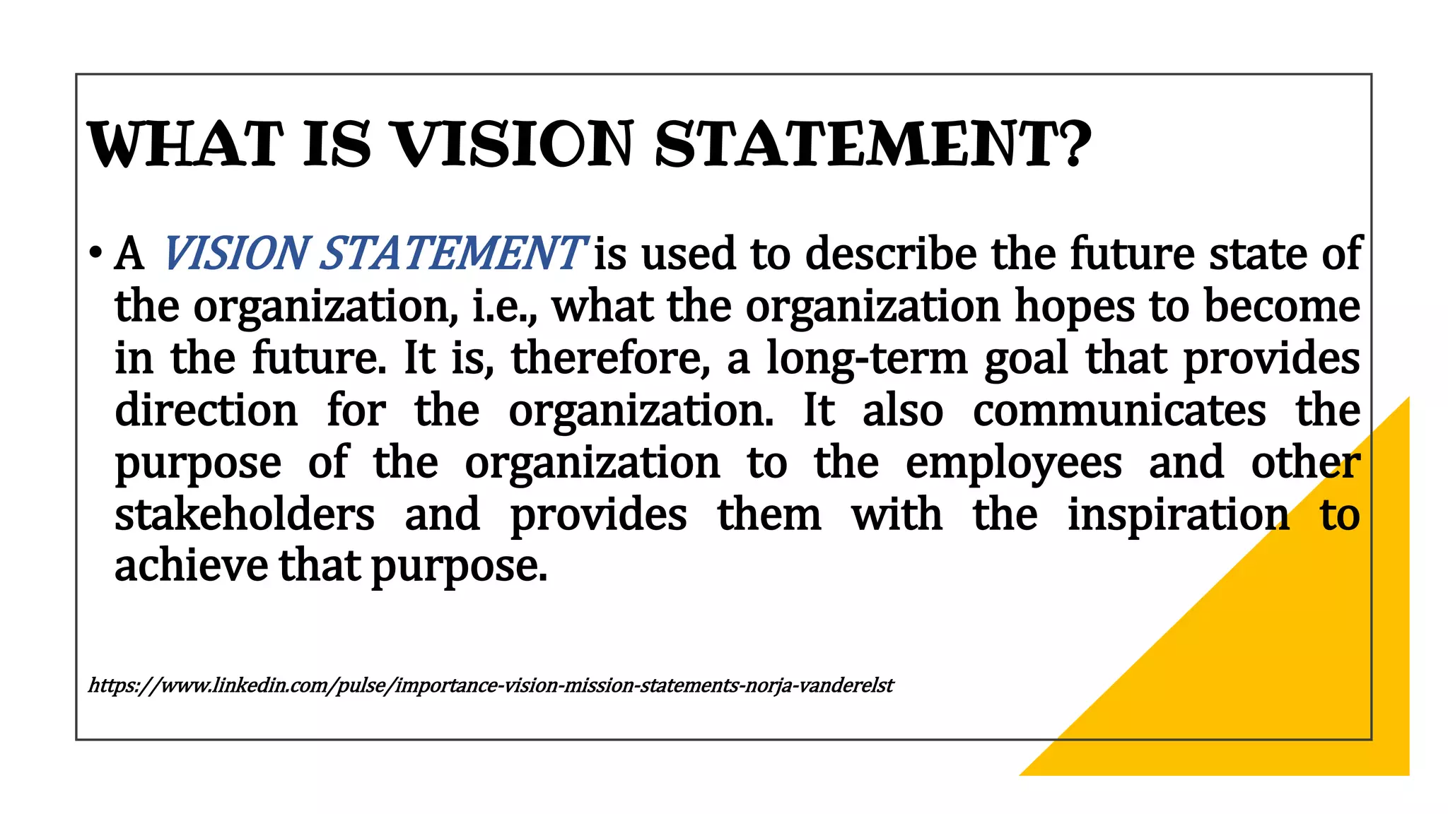 Module 3 Vision, Mission, Goals, & Policy setting | PPT