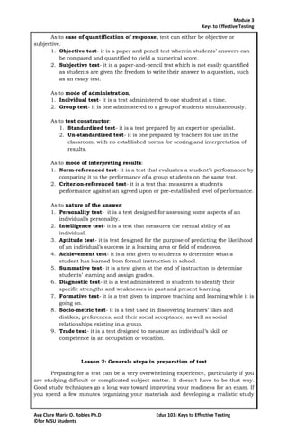 Keys to Effective Testing | DOCX