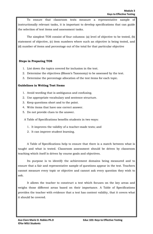 Keys to Effective Testing | DOCX | Standardized Testing | Educational ...