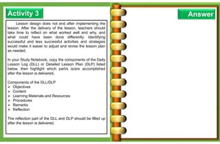Education Module lesson design assessment | PPT