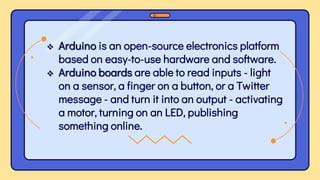 ARDUINO OVERVIEW HARDWARE SOFTWARE AND INSTALLATION.pptx | Operating Systems | Computer Software ...