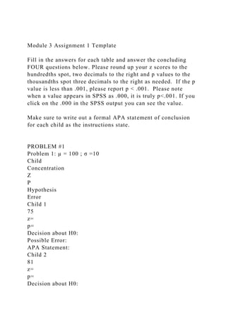 Module 3 Assignment 1 TemplateFill in the answers for each tab.docx