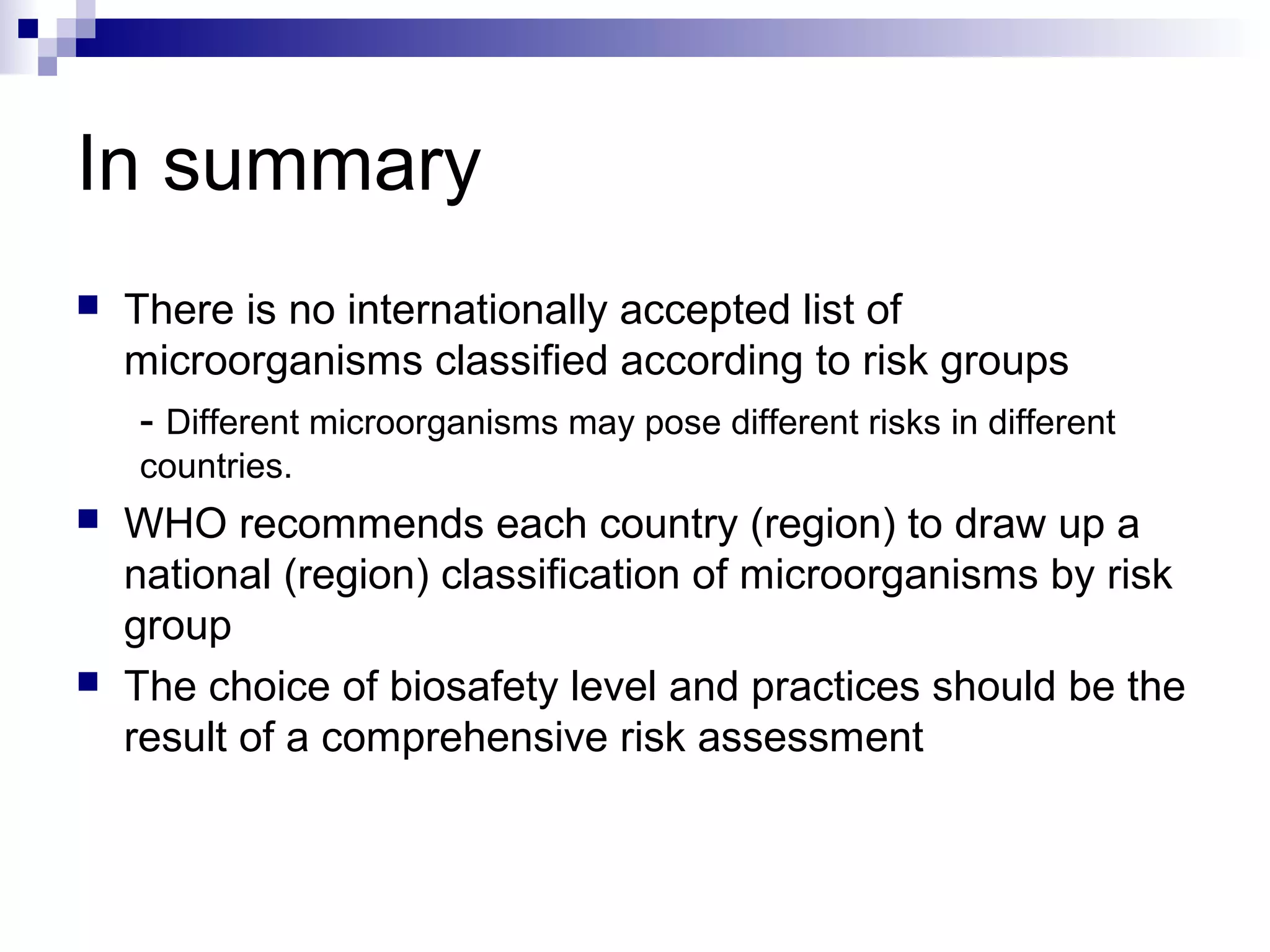 Module 3 biosafety principles & microbiologycal risk group 21 1-18 | PPT