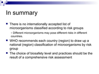 Module 3 biosafety principles & microbiologycal risk group 21 1-18 | PPT