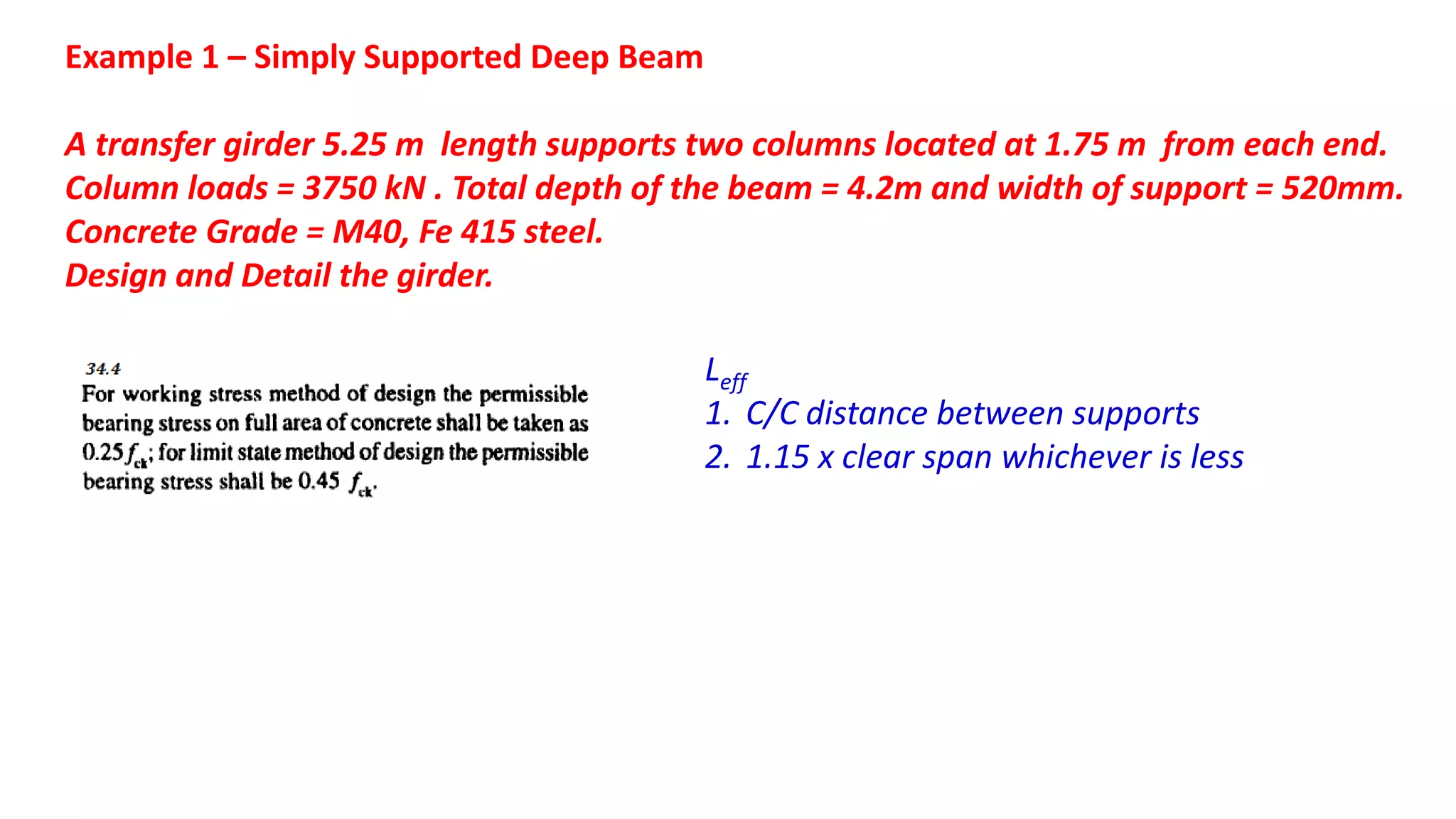 Design and Detailing of RC Deep beams as per IS 456-2000 | PPTX