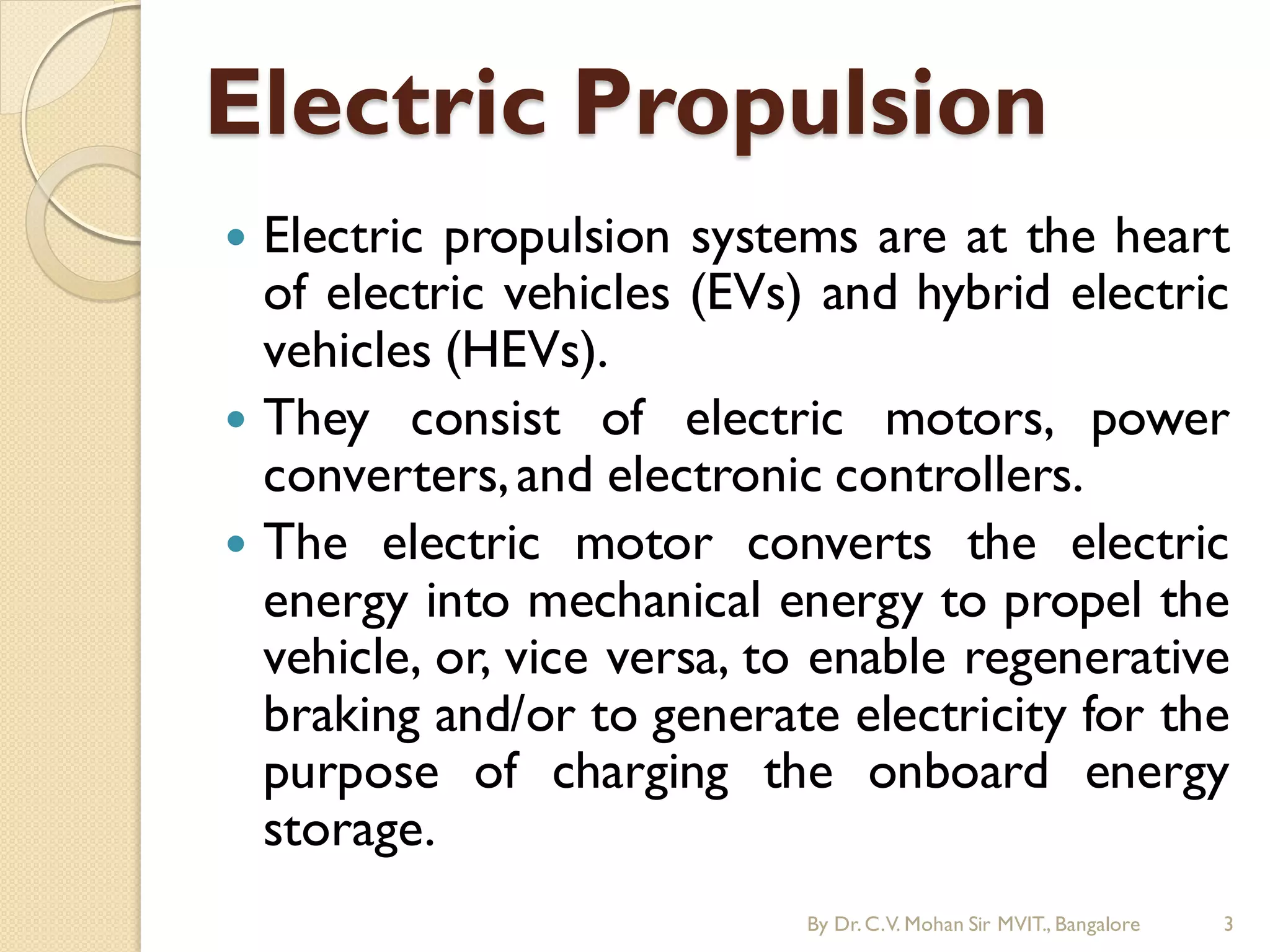 Module 3 electric propulsion electric vehicle technology ppt | PDF