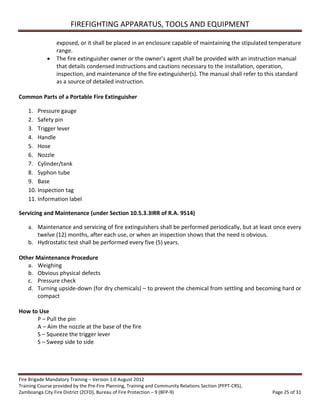 Volunteer Fire Brigade Training Module 3 firefighting apparatus, tools ...