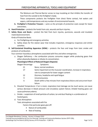 Volunteer Fire Brigade Training Module 3 firefighting apparatus, tools ...