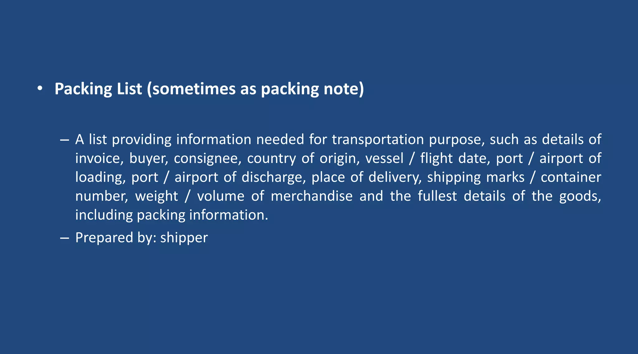 Documents involved in International trade, INCOTERMS, Trade and Exchange Control Formalities | PPT