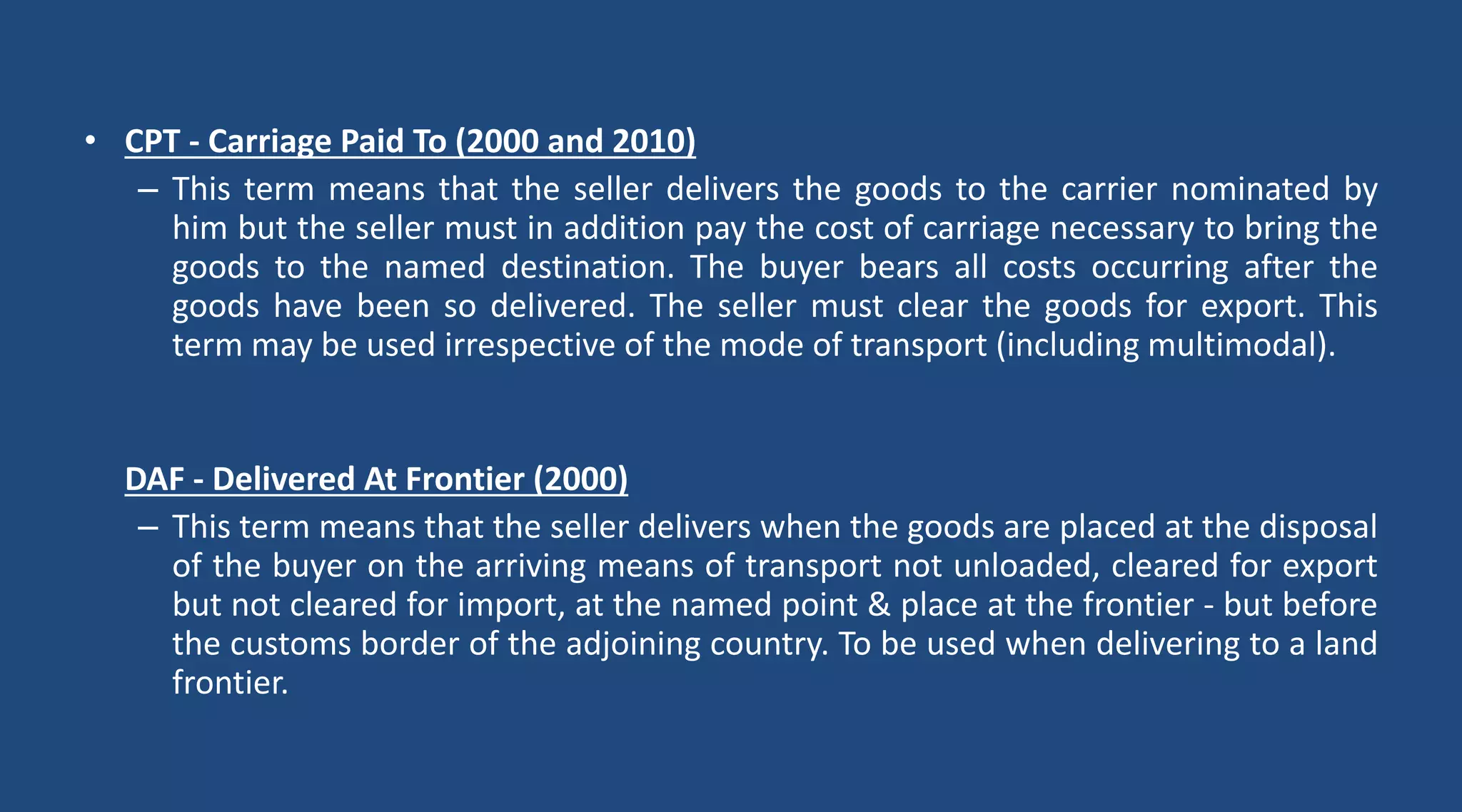 Documents involved in International trade, INCOTERMS, Trade and Exchange Control Formalities | PPT
