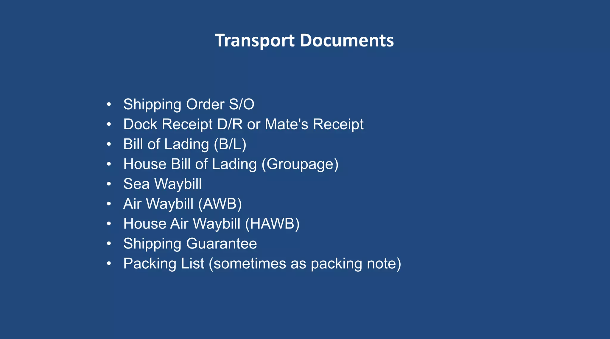Documents involved in International trade, INCOTERMS, Trade and Exchange Control Formalities ...